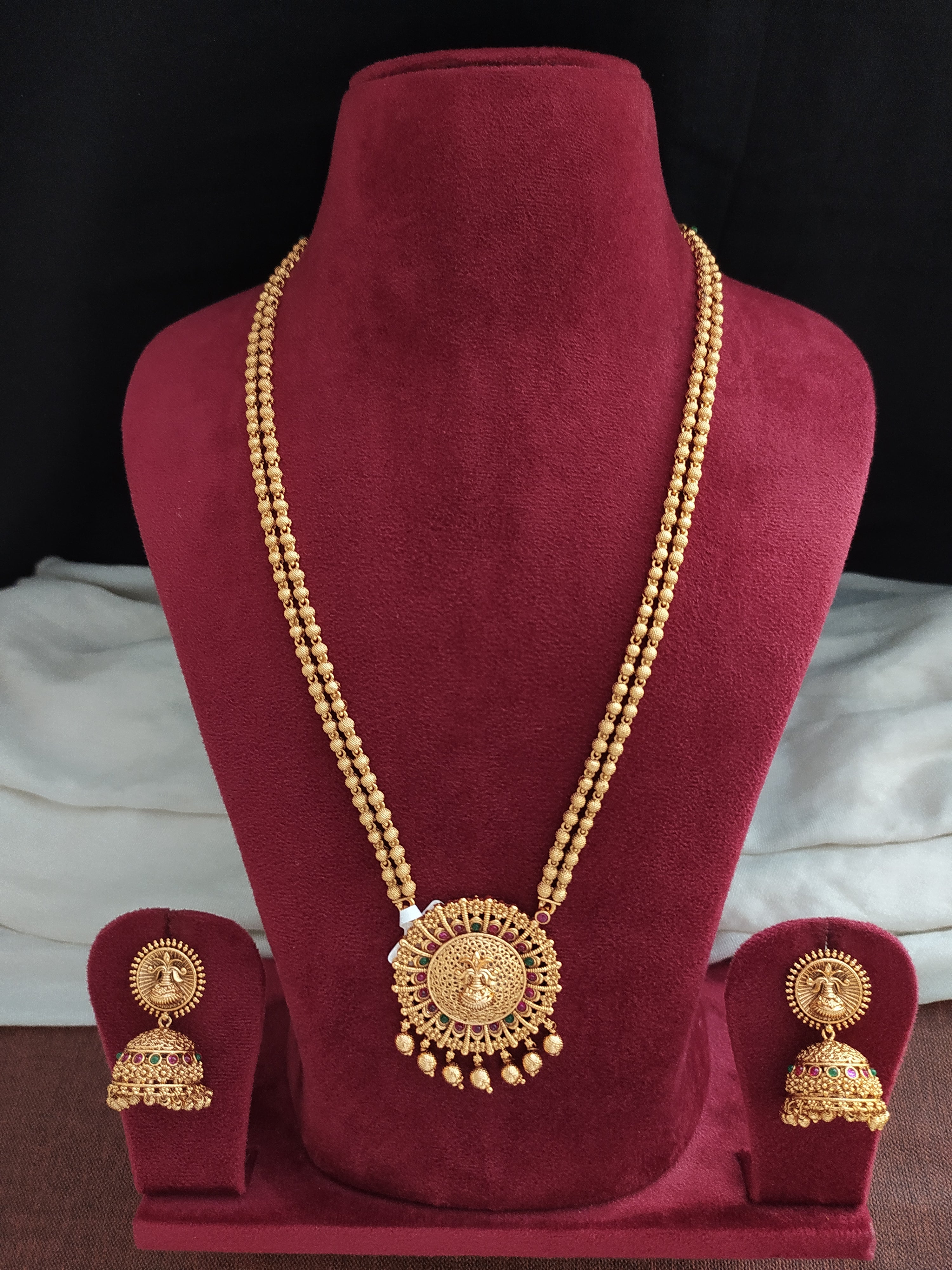 Matt Finish Goddess Lakshmi Mala Set - Sonal Fashion Jewellery
