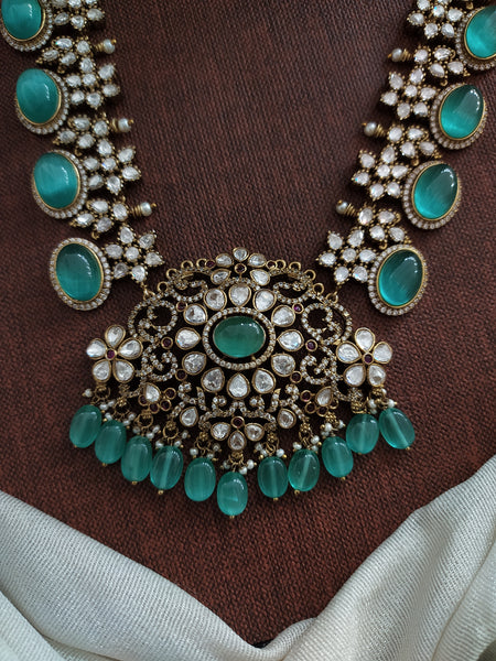 Beautiful Victorian Style Kundan Stones Long Haram Set - Sonal Fashion ...